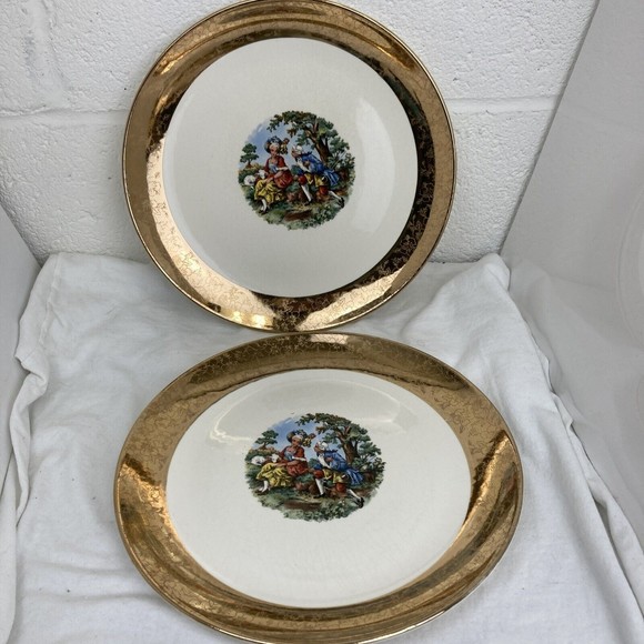 Dining | Lot 2 Vintage King Quality Fine Colonial Couple Gold 22k Us ...